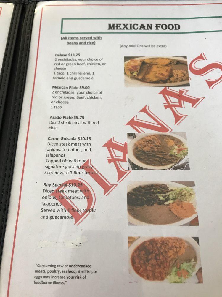 Menu at Diana's Cafe, Eunice
