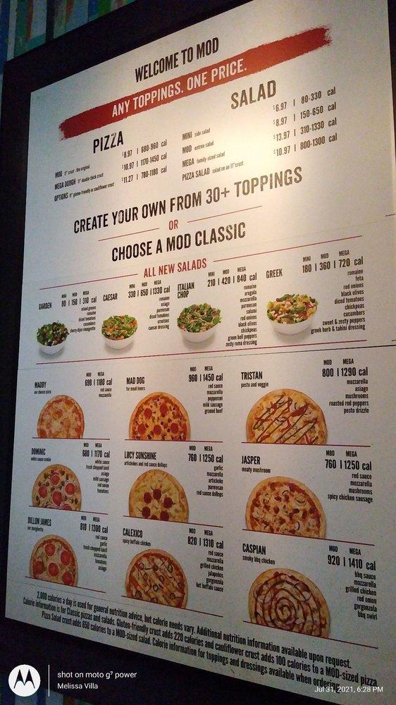 Menu at MOD Pizza pizzeria, Fort Worth, W Bailey Boswell Rd Suite 180