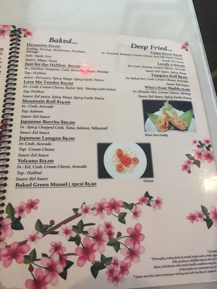 Menu at Sushi Fever restaurant, Las Vegas, W Sahara Ave