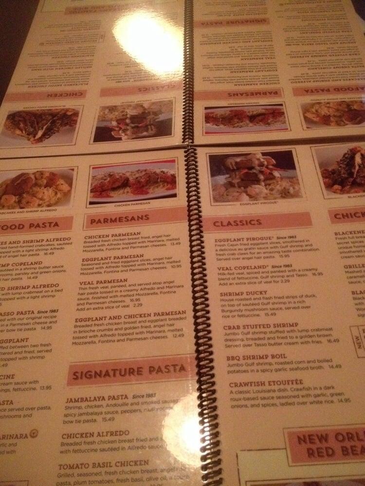 Menu at Copeland's of New Orleans restaurant, Kenner, W Esplanade Ave