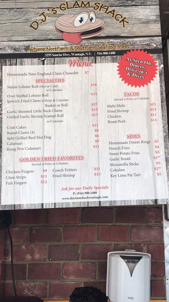Menu at DJ's Clam Shack Wantagh restaurant, Wantagh