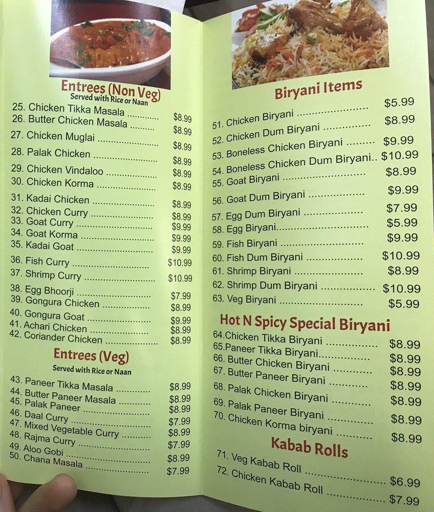 Menu at Hot & Spicy restaurant, Irving