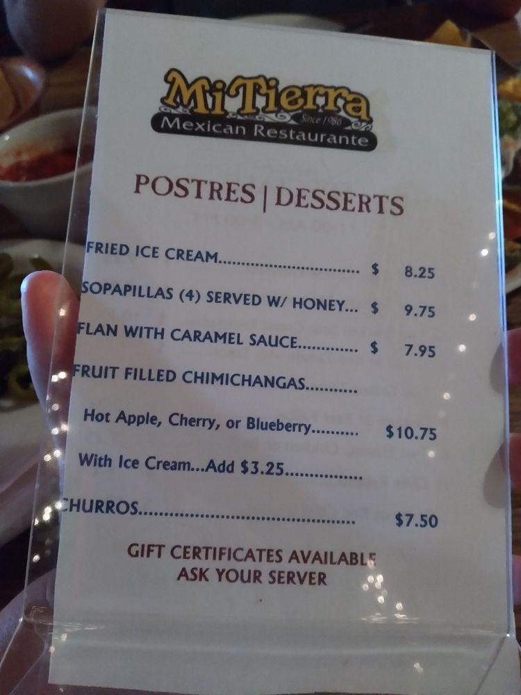 Menu at Mi Tierra Restaurant, Catalina