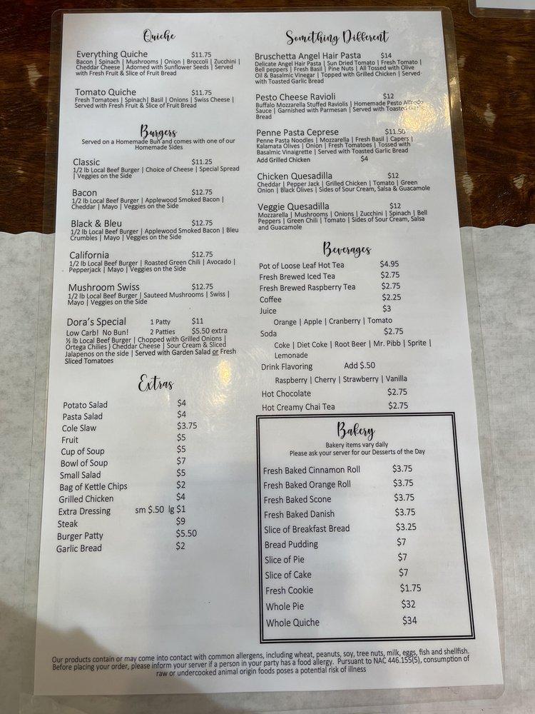 Menu at The Courtyard Cafe & Bakery, Fallon