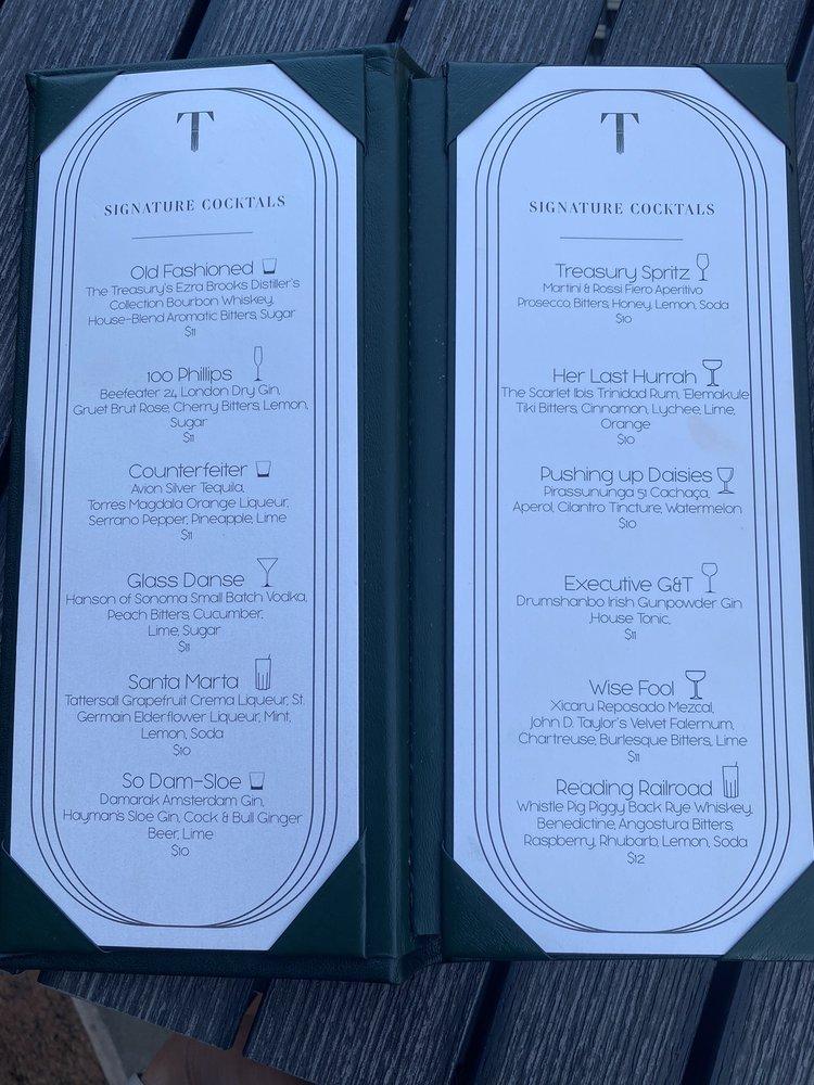 Menu at The Treasury at Hotel on Phillips pub & bar, Sioux Falls