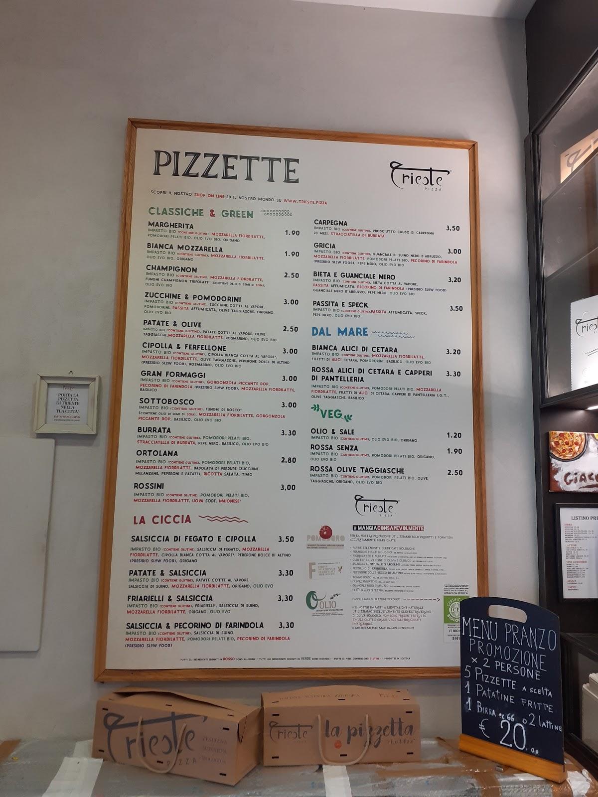 Menu da Trieste Pizza ristorante, Fano