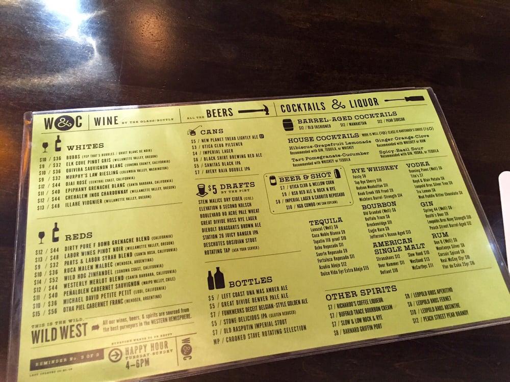 Menu at Work & Class pub & bar, Denver
