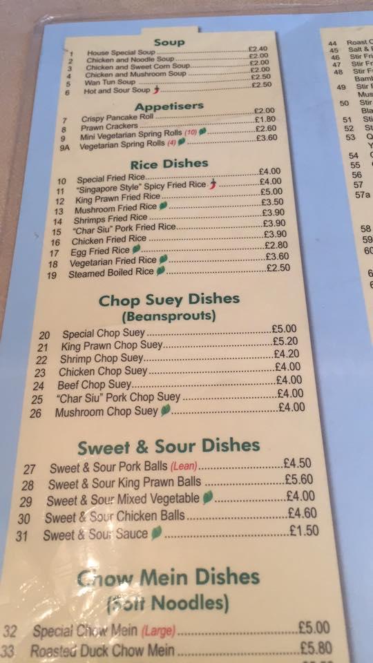 Menu at Yum Yum fast food, Frimley
