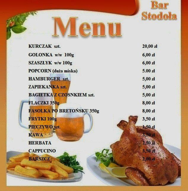 Menu at Stodoła. Pijalnia piwa pub & bar, Paczków