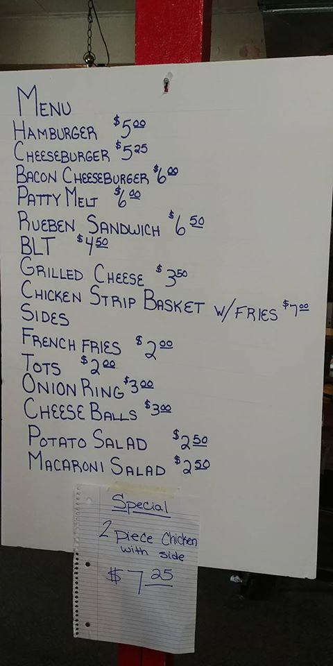 Menu at Central Bar, Stuart