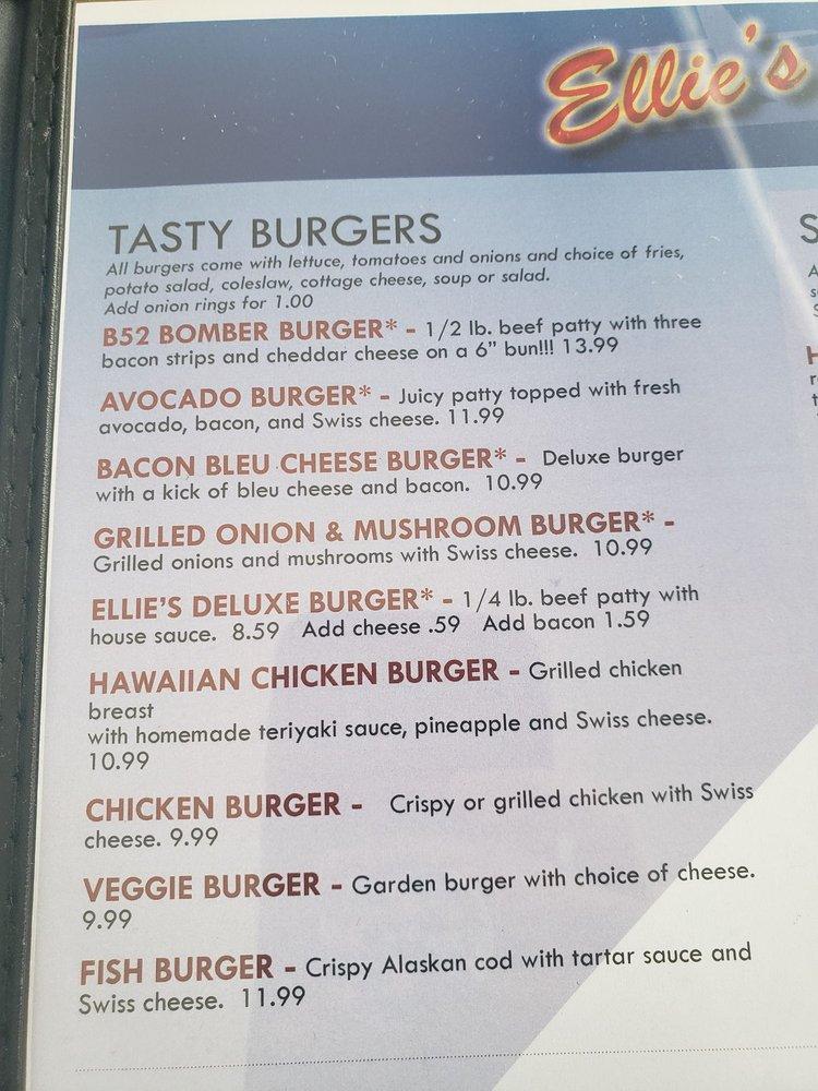 Menu at Ellie's At The Airport restaurant, Arlington