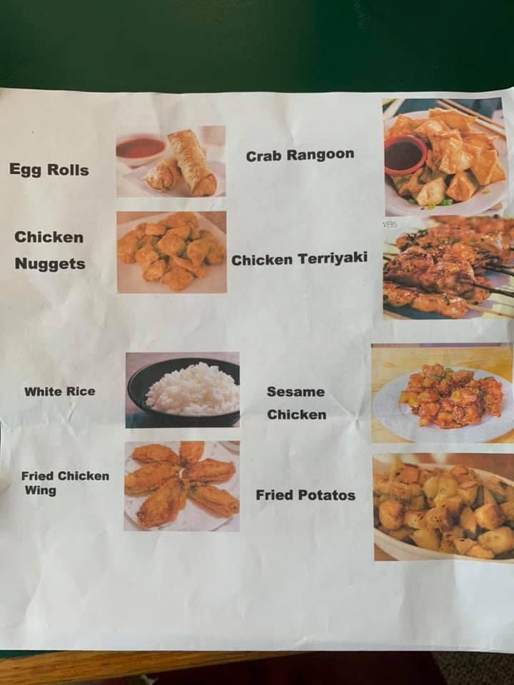 Menu at New China Buffet restaurant, Mitchell