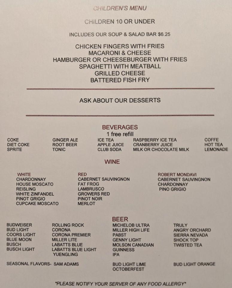 Menu at Off Duty, Inc. pub & bar, Belmont