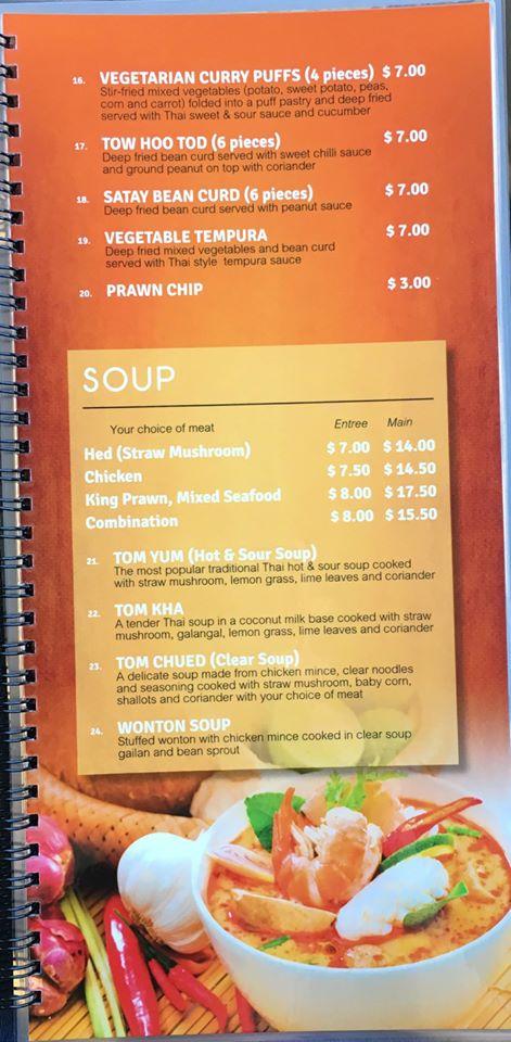 Menu at Thai Crown Restaurant, Wollongong