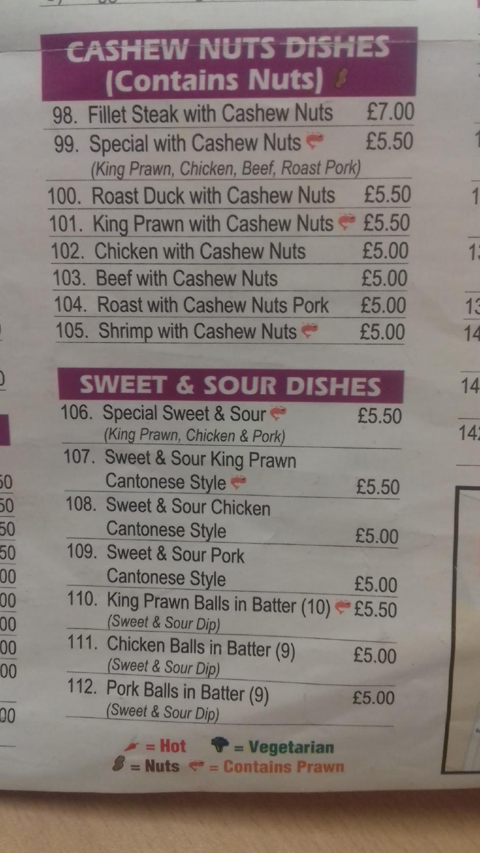 Menu at Yummy Chinese Takeaway, Burnley
