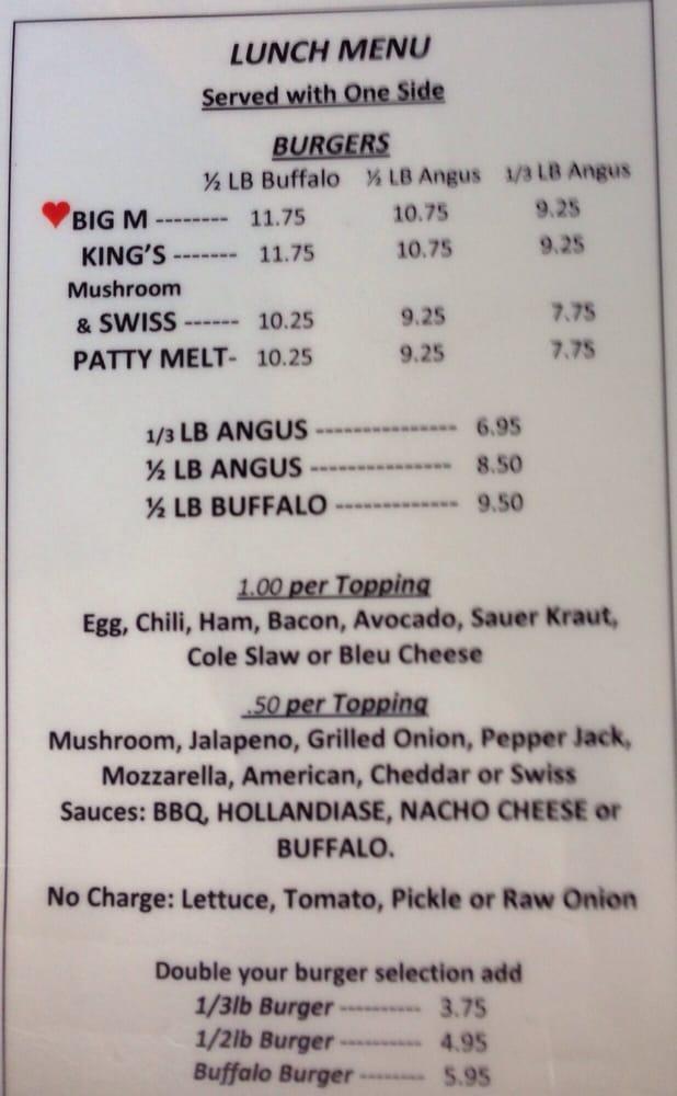 Menu at Hanging Five Restaurant, Butte