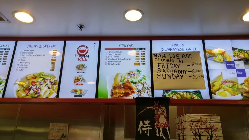 Menu at Happy rice restaurant, Lynwood