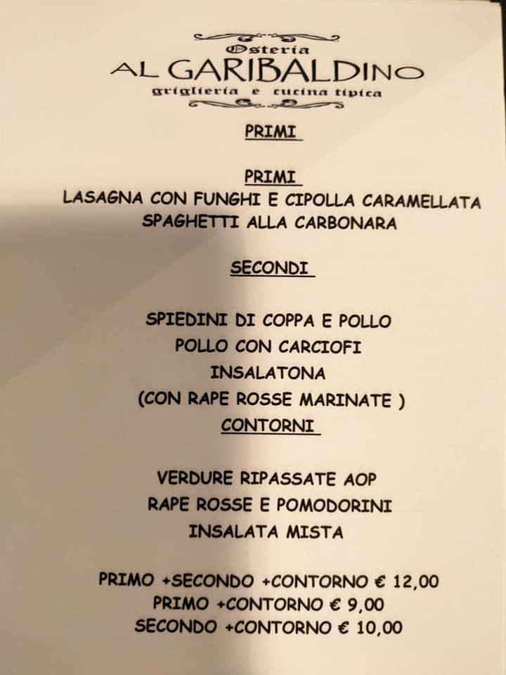 Menu da Al Garibaldino Da Gigi ristorante con griglia, Morgano