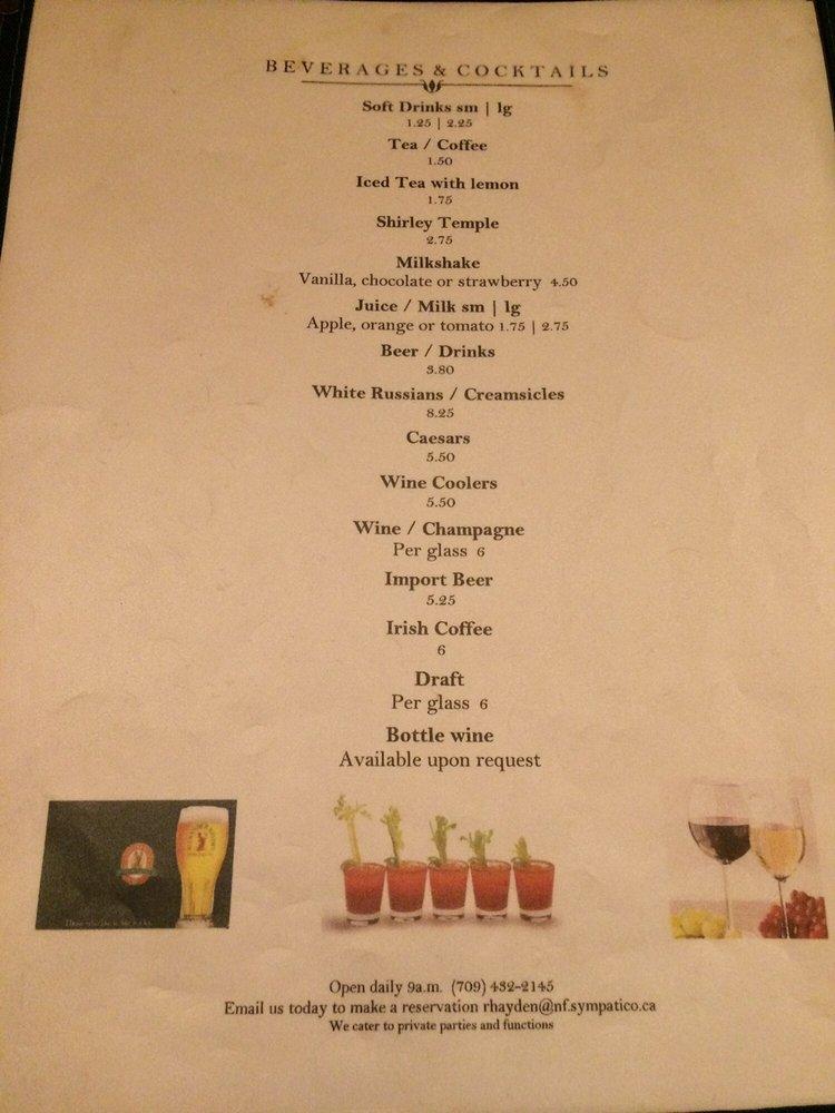 Menu at Riverside Restaurant and Lounge, Cape Broyle