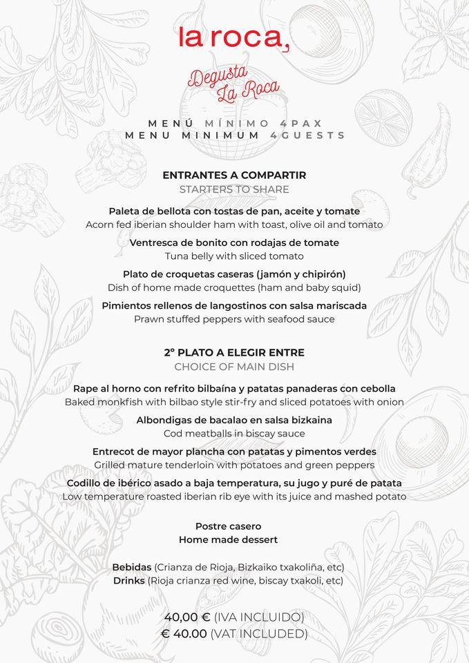 Carta de Bar-Restaurante "La Roca", Bilbao