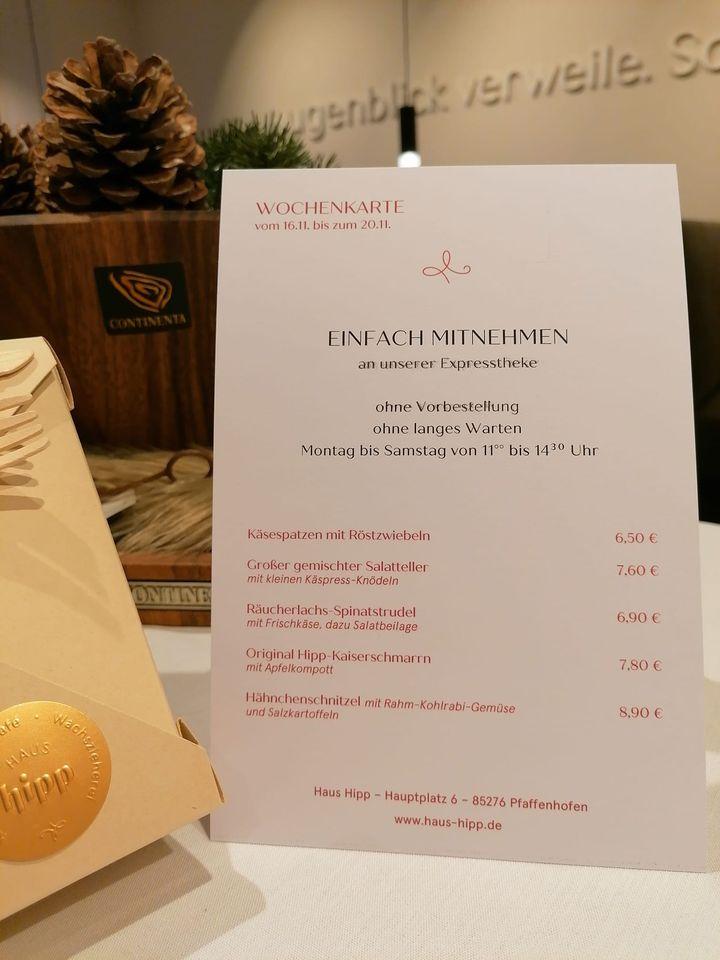 Speisekarte von Haus Hipp cafe, Pfaffenhofen an der Ilm