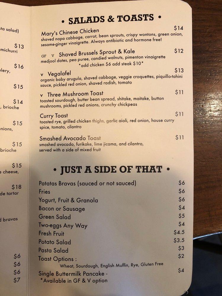 Menu at Cafe on 27, Topanga