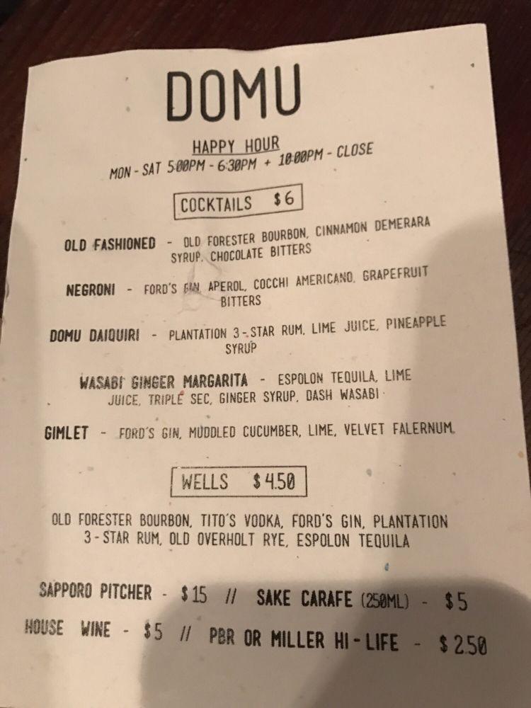 Menu at DOMU pub & bar, Orlando, 3201 Corrine Dr Suite 100