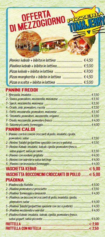 Menu at Pizzeria Tom & Jerry, Morbegno