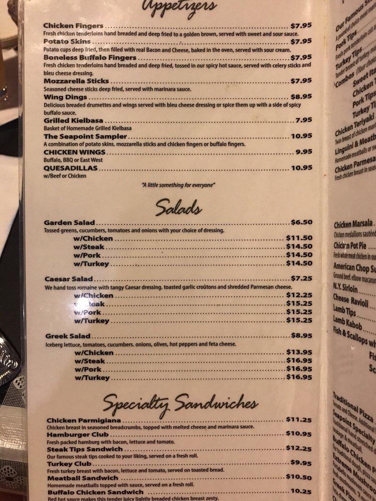 Menu at Seapoint pub & bar, Boston