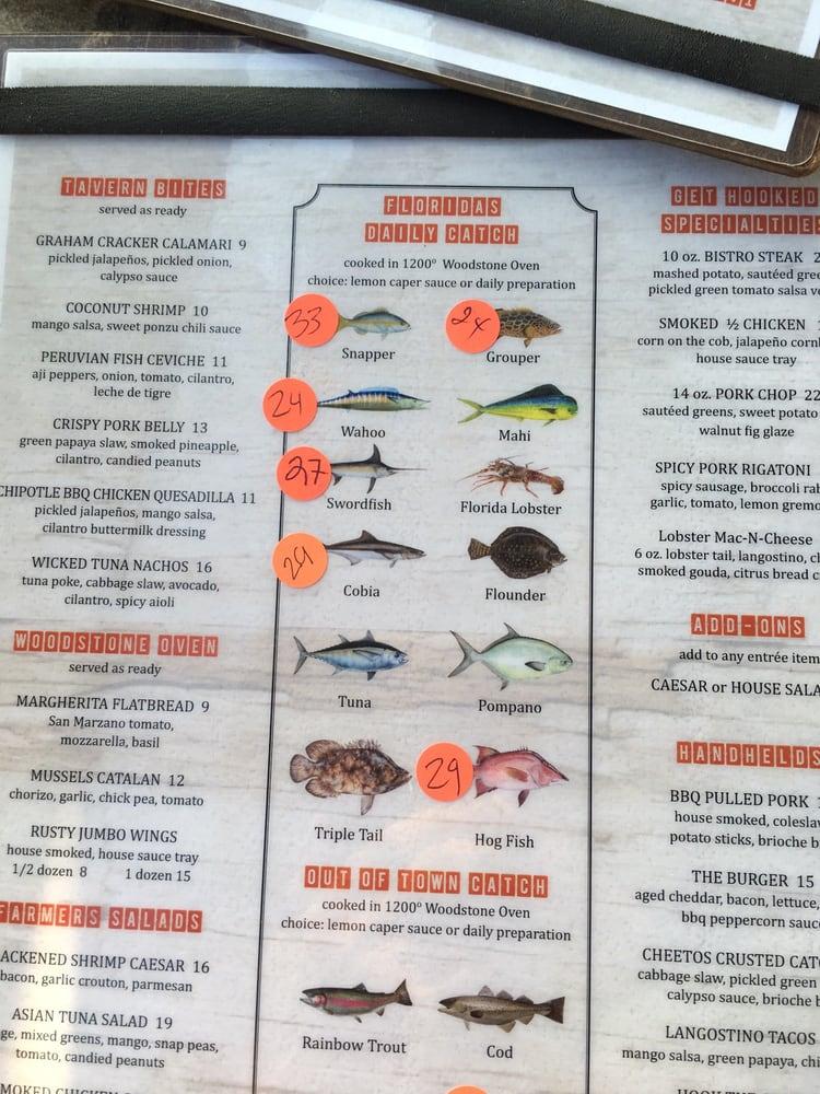 Menu at The Rusty Hook Tavern pub & bar, Pompano Beach