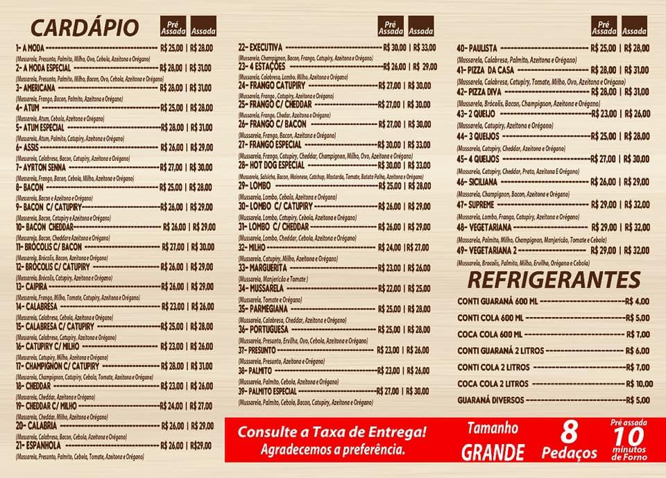 Menu at Casa da Pizza Delivery pizzeria, Assis