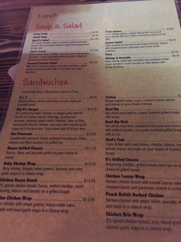 Menu at Chef Big D's Restaurant And Grill, Squamish