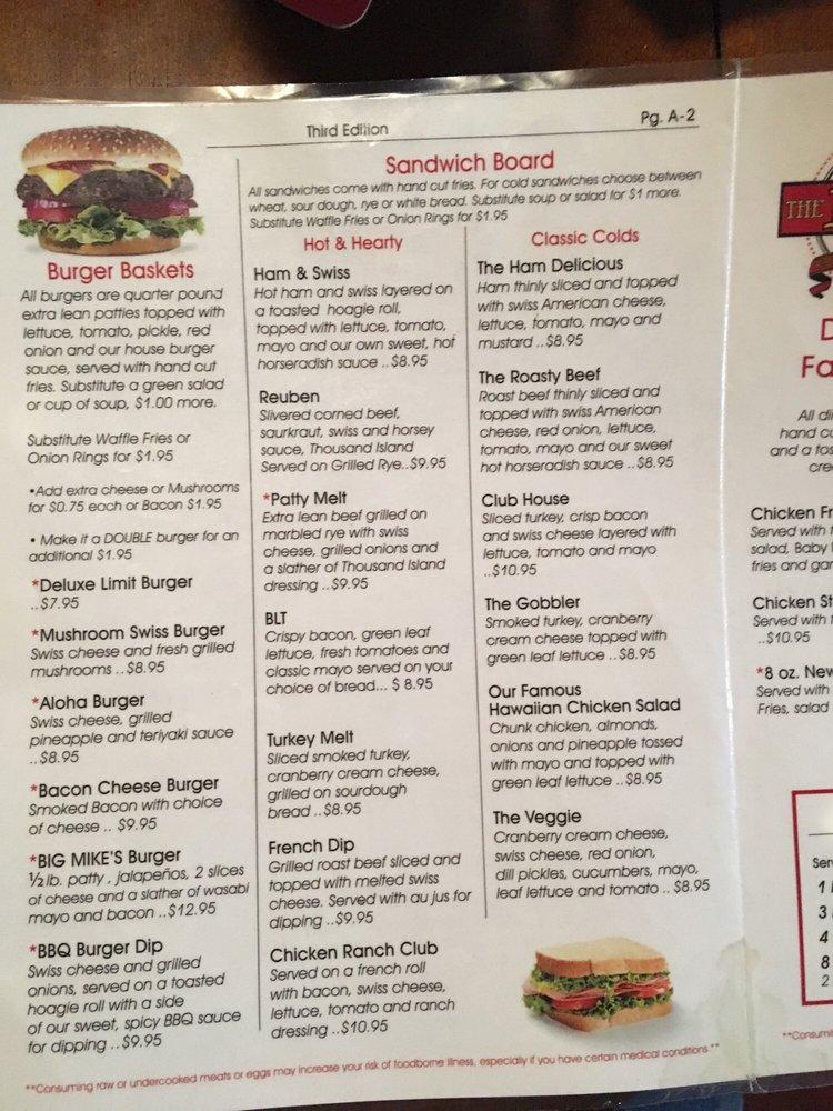 Menu at The Limit Bar & Grill, Centralia