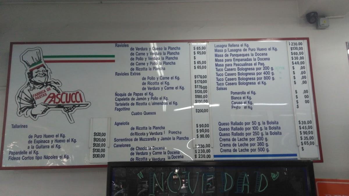 Menu at PASCUCCi PASTAS - CENTRO restaurant, Argentina