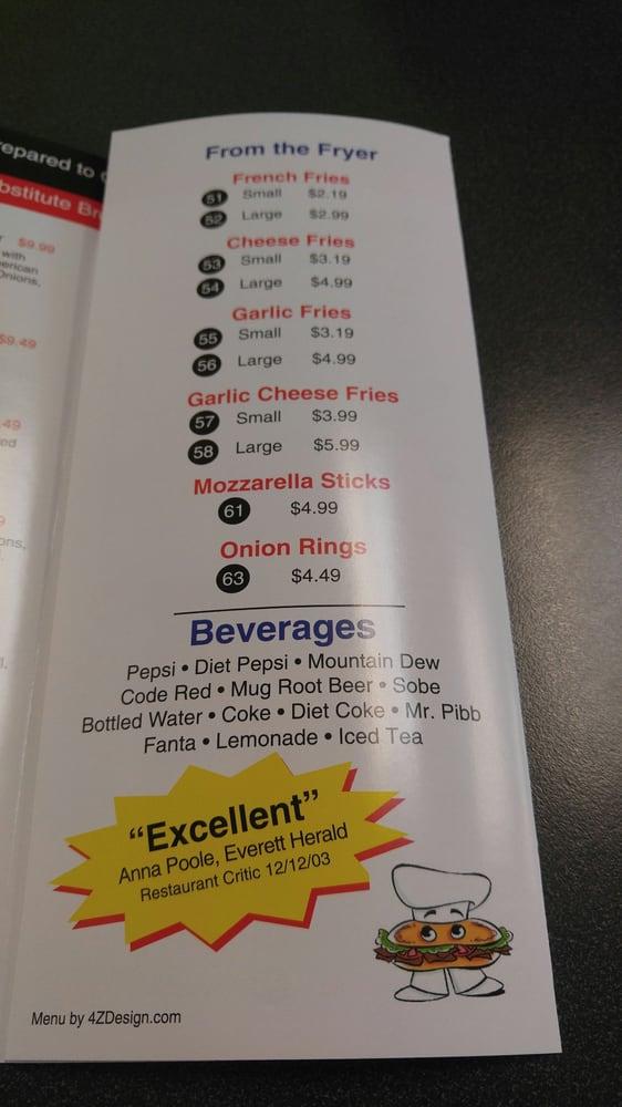 Menu at Philly Ya Belly fast food, Everett