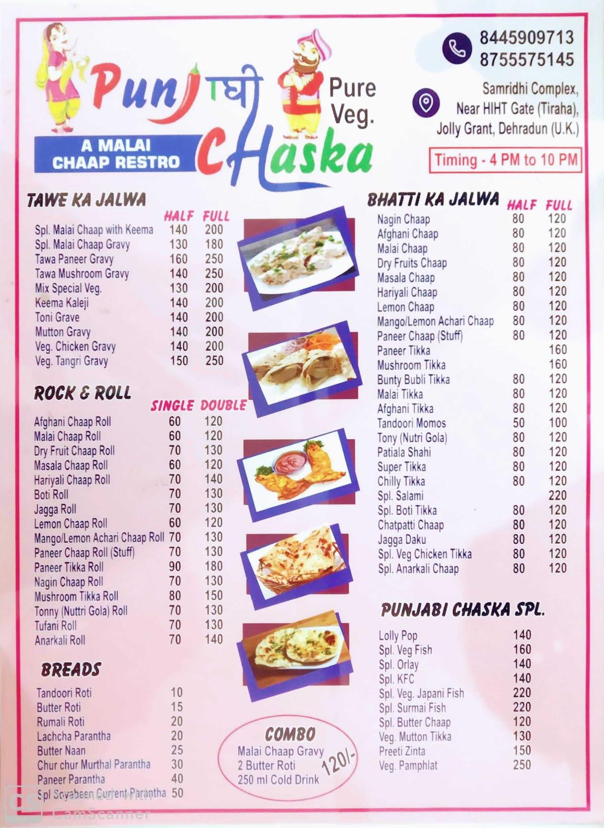Menu at Punjabi chaska, Nunnawala, Gurudwara sahib