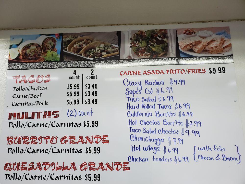 Menu at Quik Pik Market and Mexican Restaurant, West Valley City