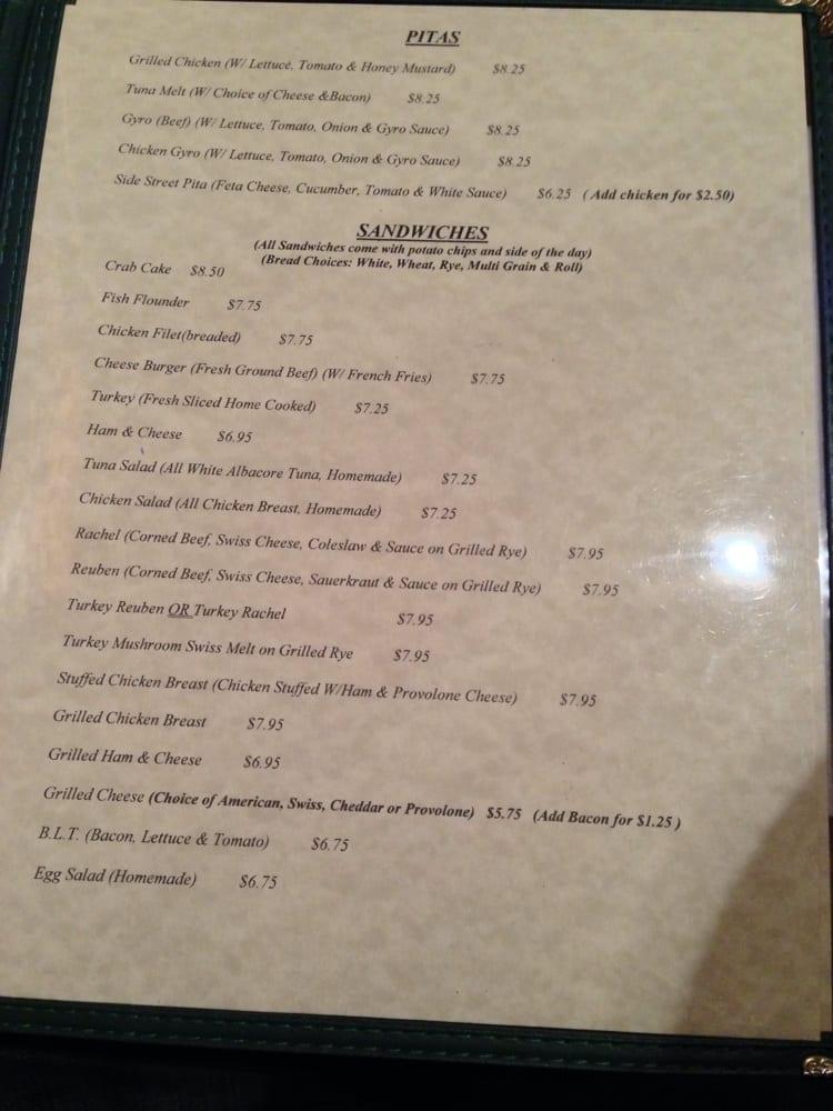 Menu at Side Street Cafe Restaurant, Cockeysville