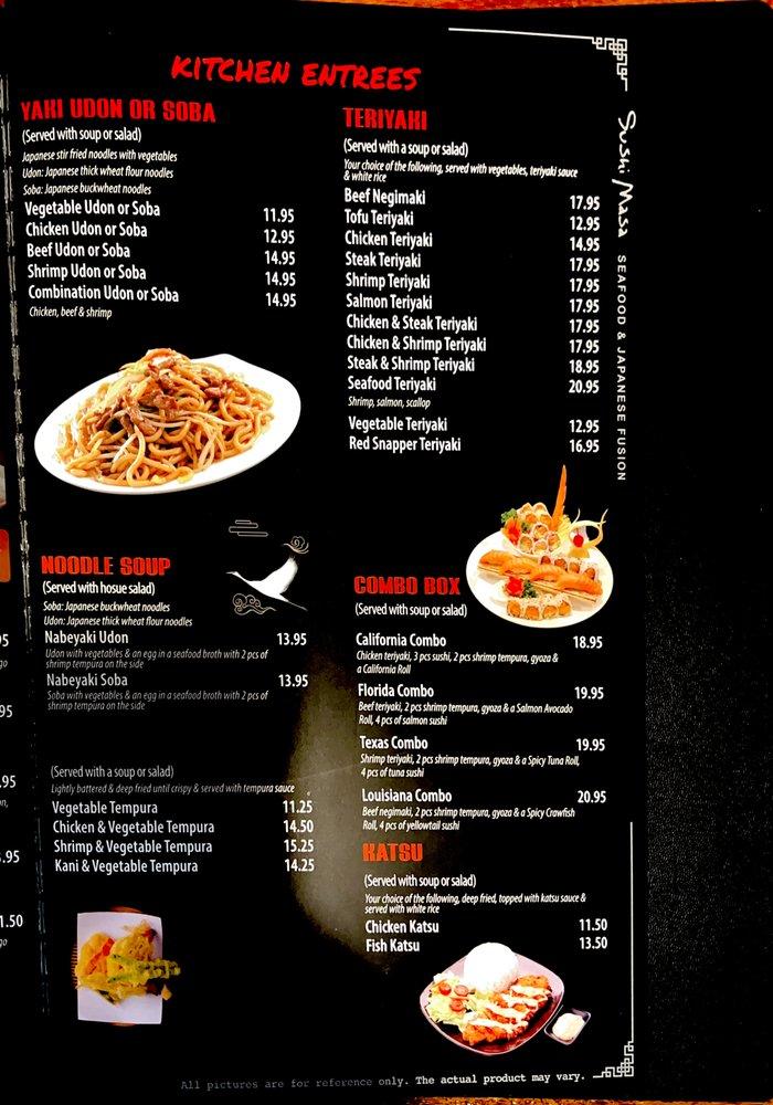 Menu at Sushi Masa restaurant, Spring