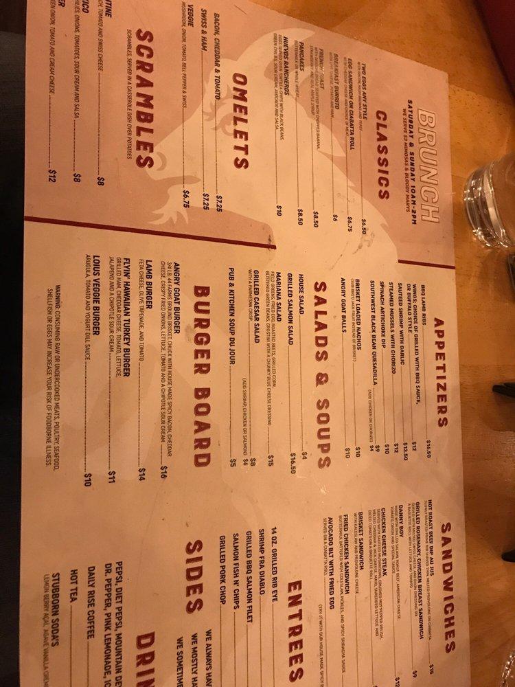 Menu at The Angry Goat Pub N Kitchen, Ogden