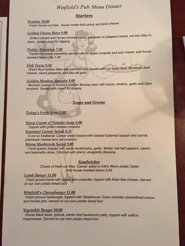Menu at Winfield's Pub LLC, Buffalo