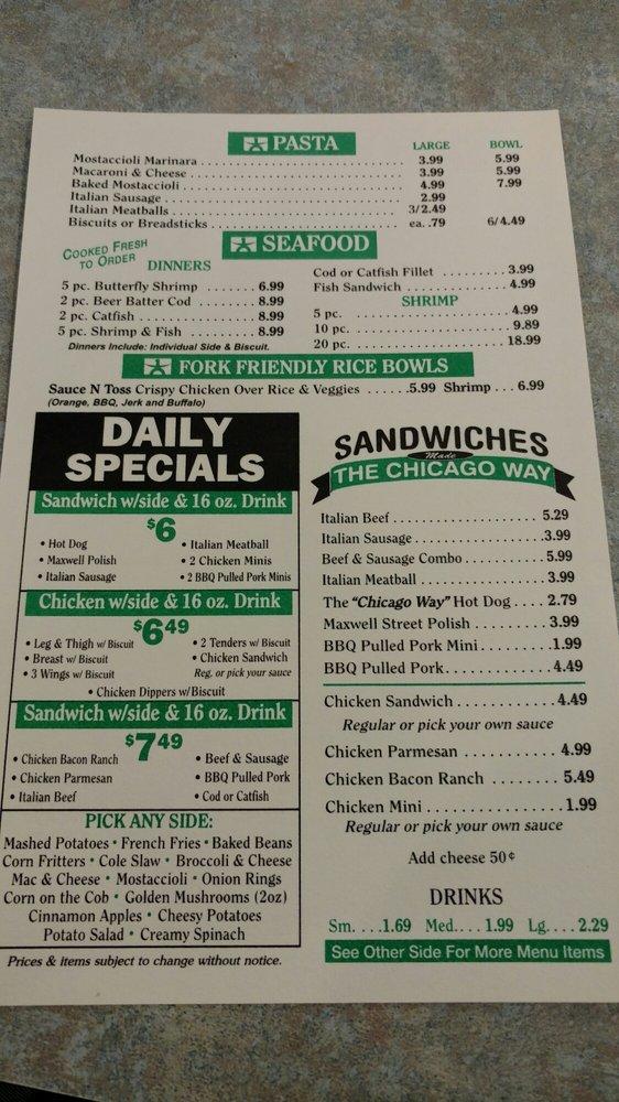 Menu at Brown's Chicken restaurant, Homer Glen, S Bell Rd