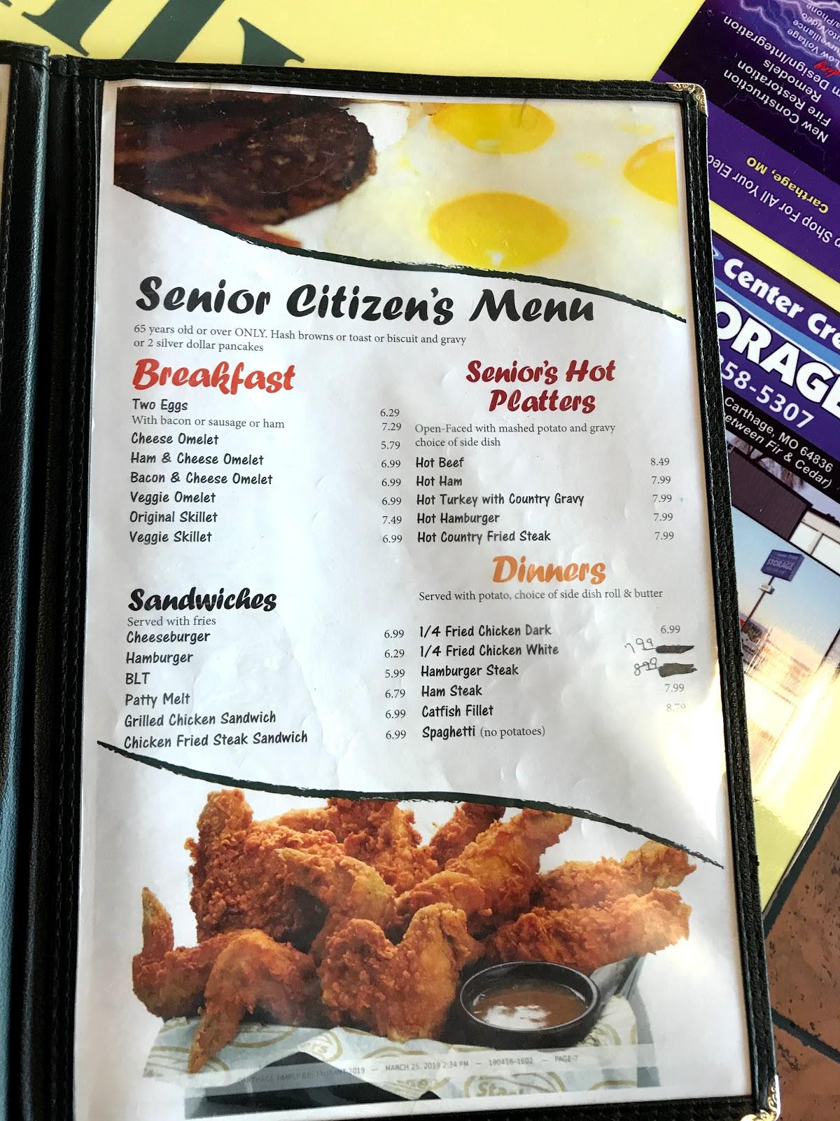 Menu at Carthage Family Restaurant, Carthage