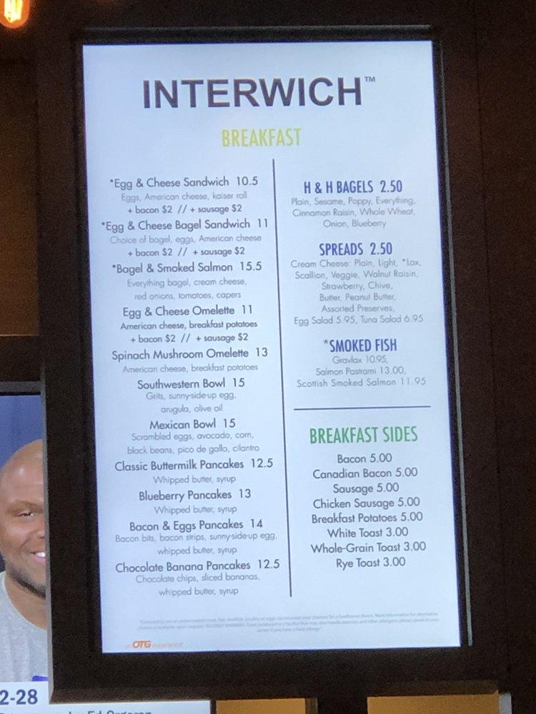 Menu at Interwich Cafe, New York City, LaGuardia Airport