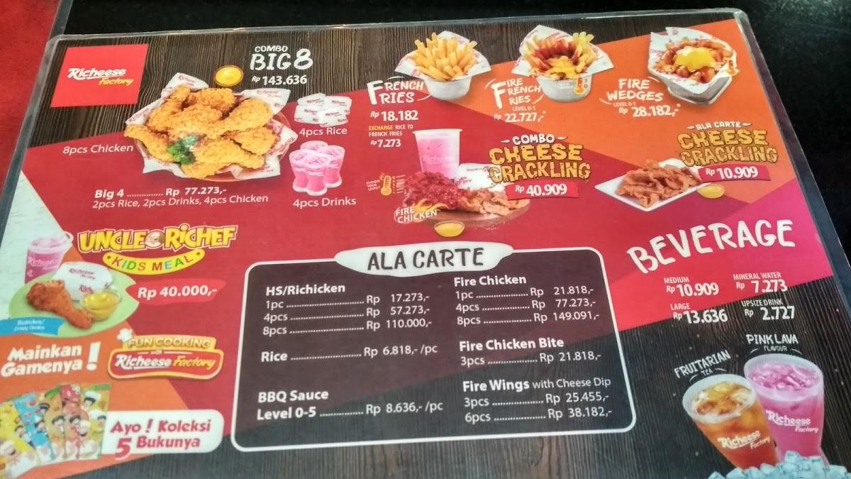 Menu at Richeese Factory Antasari restaurant, Bandar Lampung