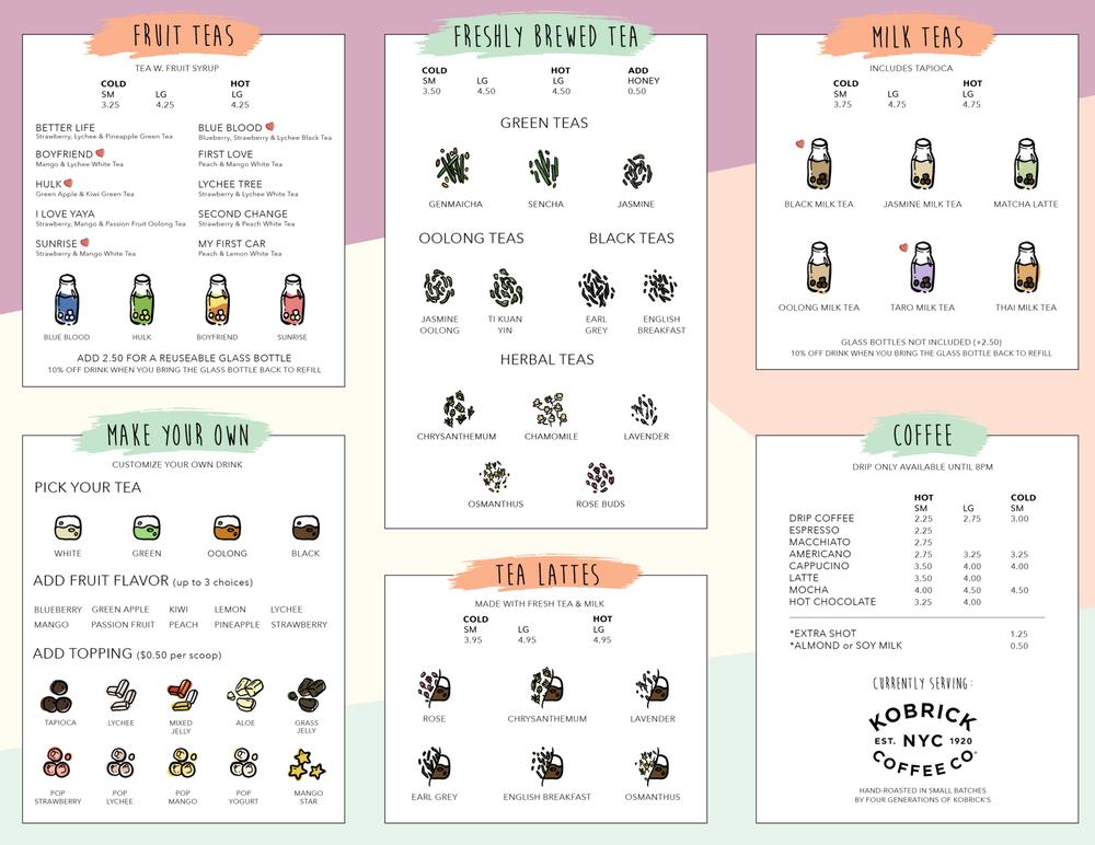 Menu at Yaya Tea Newark restaurant, Newark