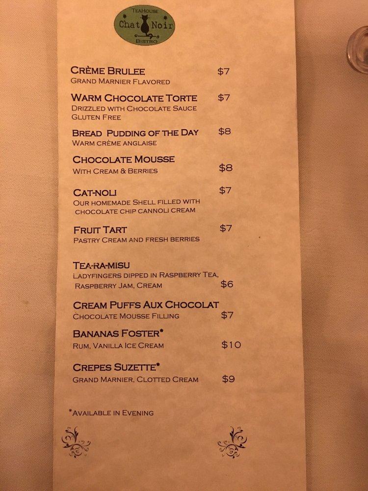 Menu at Chat Noir restaurant, Rockville Centre