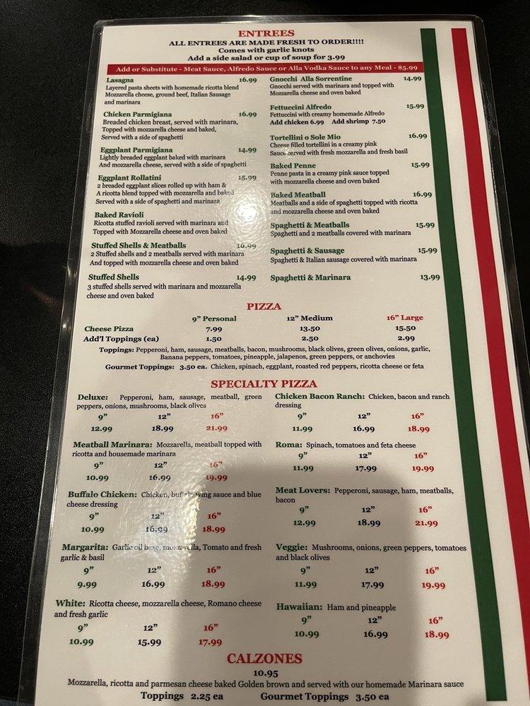 Menu at Formaggio Pizza and Italian Restaurant, Ocala