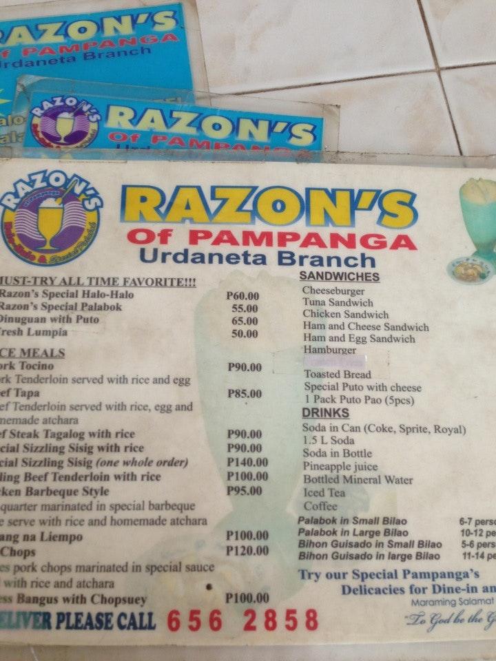 Carta de Razon's Halo-Halo Urdaneta, Urdaneta de Pangasinán