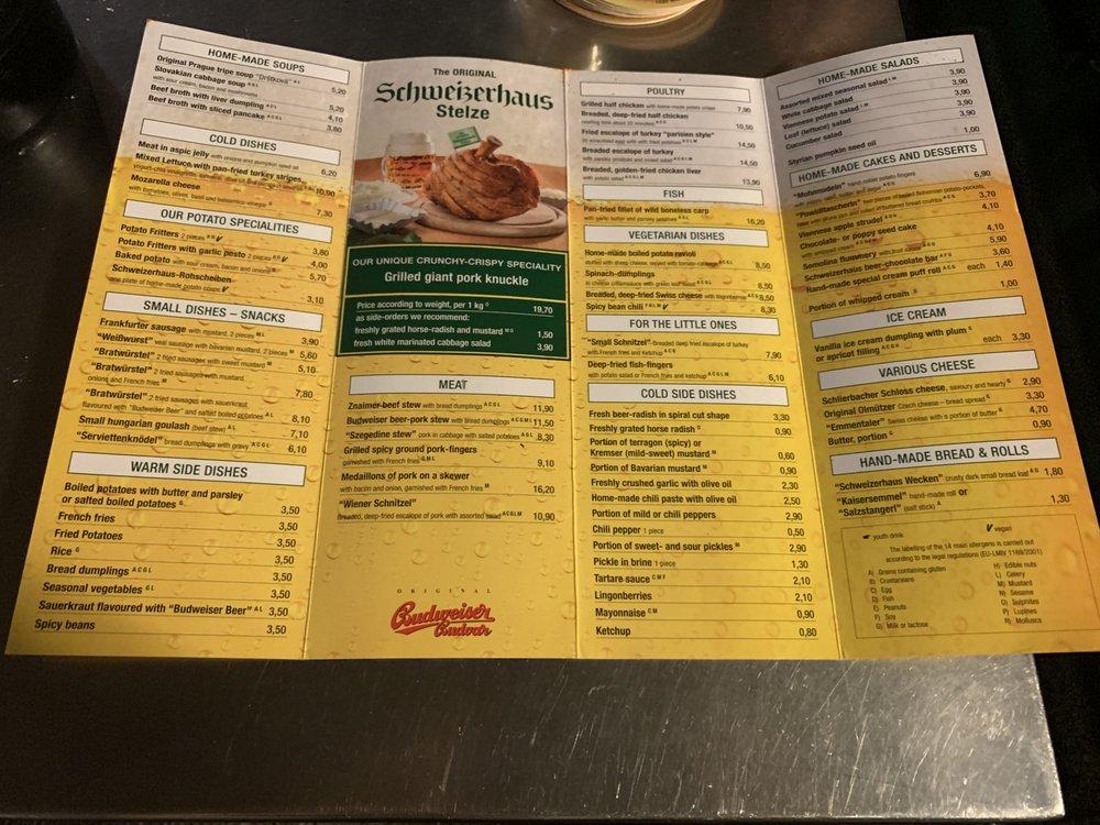 Speisekarte von Schweizerhaus pub & Bar, Wien